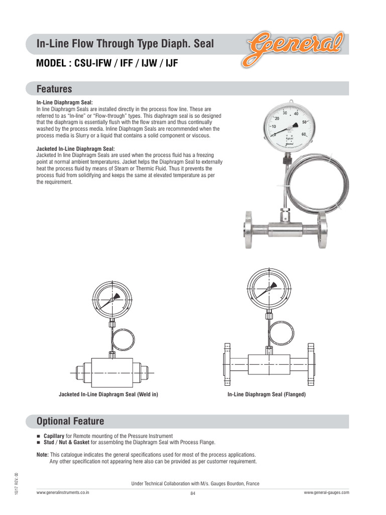 In-Line Flow Through Diaphragm Seals | PDF | Pipe (Fluid Conveyance ...