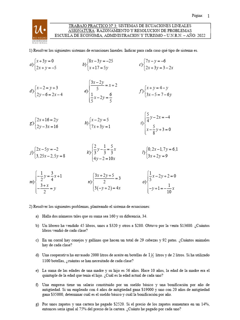 Ejercicios de Sistemas de Ecuaciones | PDF | Economias