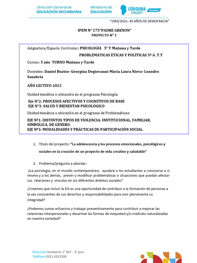 PROYEC 2 Problematica - PSICO 20223 GRENON | PDF | Violencia | Amor