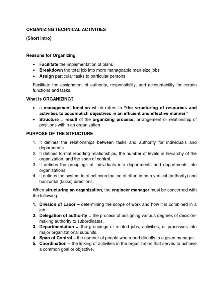 Organizing Technical Activities | PDF | Hierarchy | Business