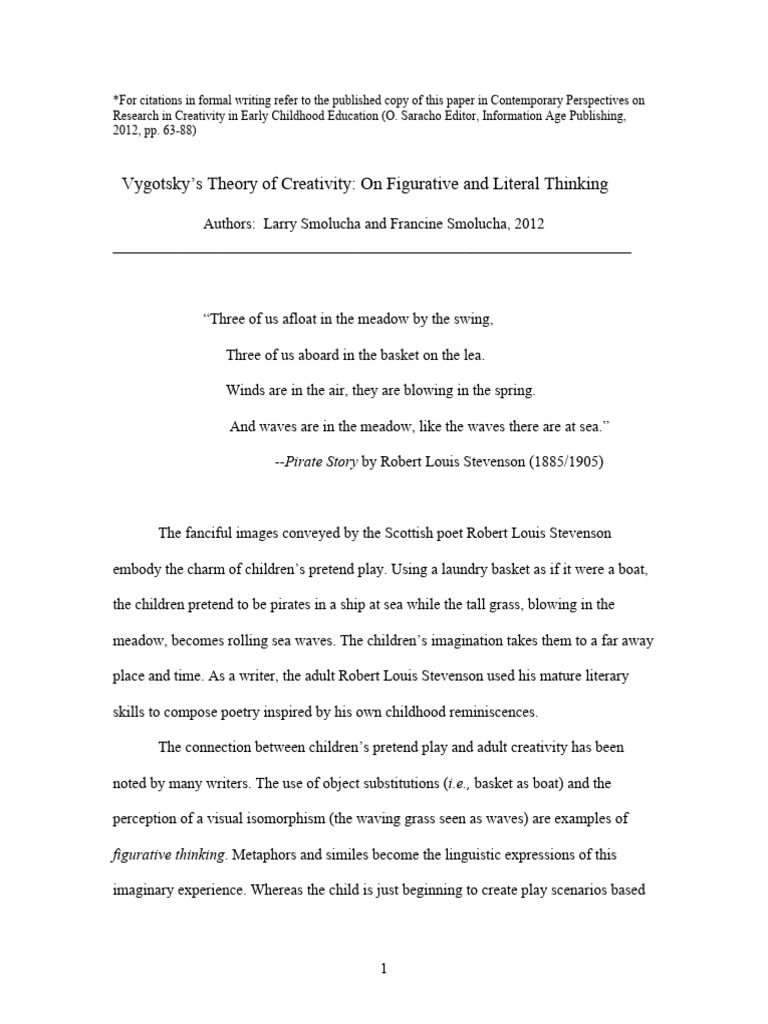 Vygotsky_Figurative-Literal-Thinking | PDF | Thought | Creativity