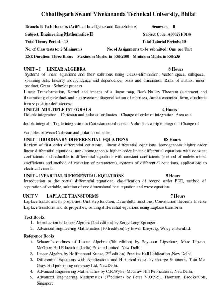 2nd Sem Syllabus Nimcet | PDF | Equations | Pointer (Computer Programming)