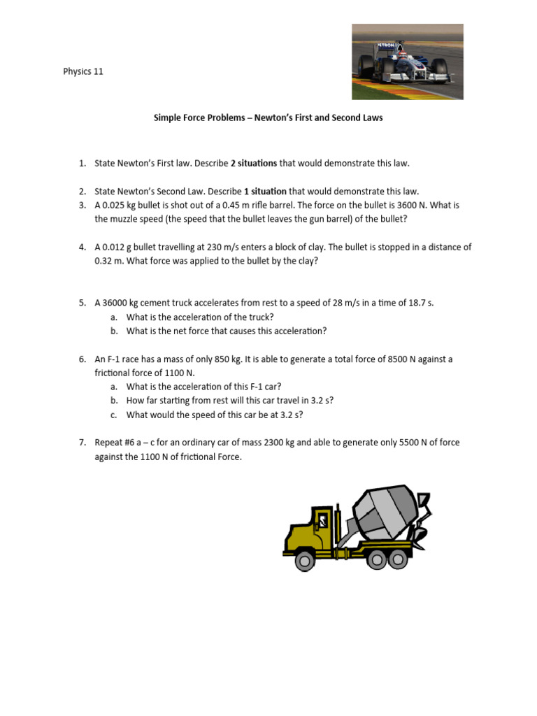 Newton's Laws: Simple Force Problems | PDF