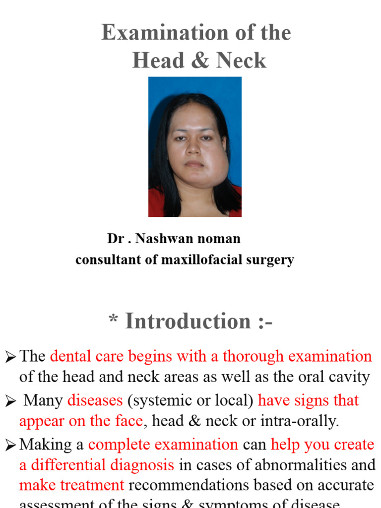 Head and Neck Examination Guide | PDF | Human Nose | Physical Examination