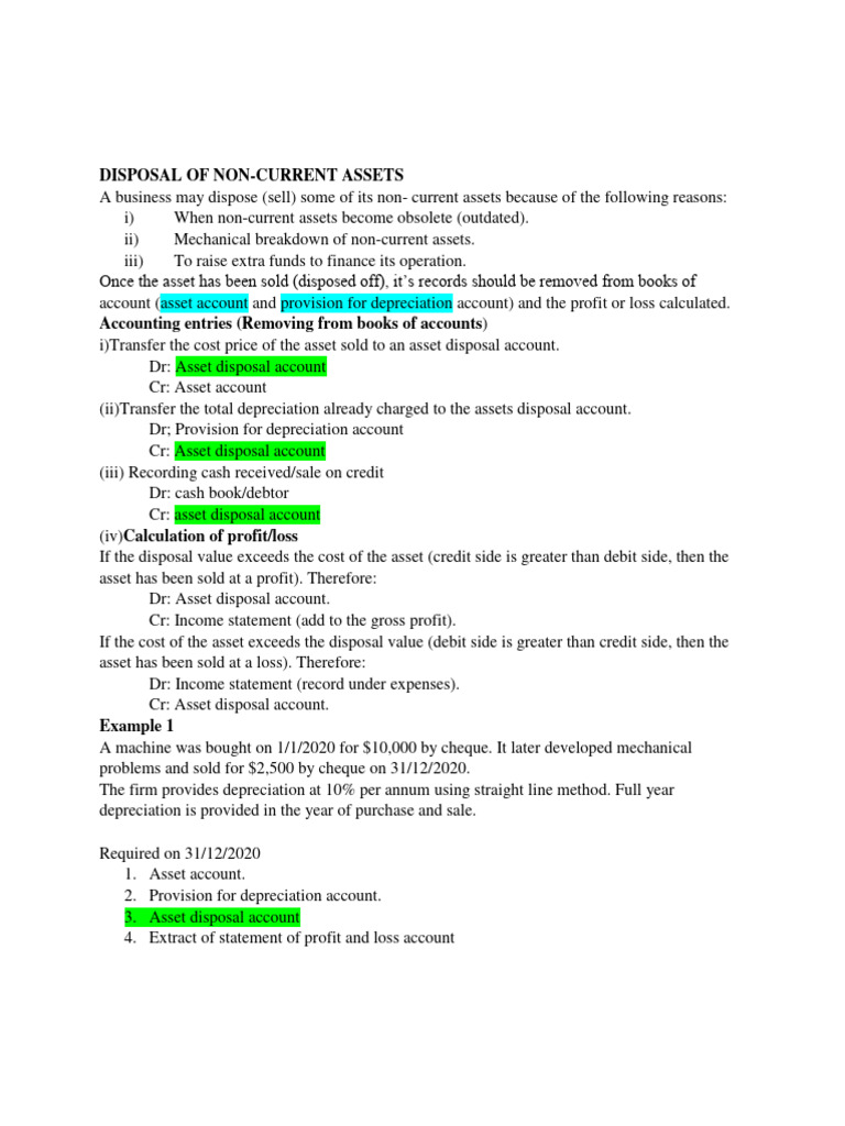 Asset Disposal Accounting Explained | PDF | Depreciation | Debits And ...