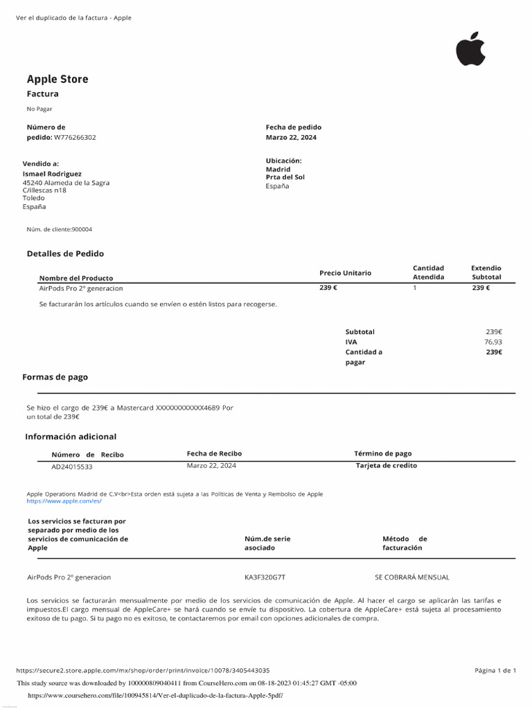 Apple Store Factura - Compress PDF | PDF