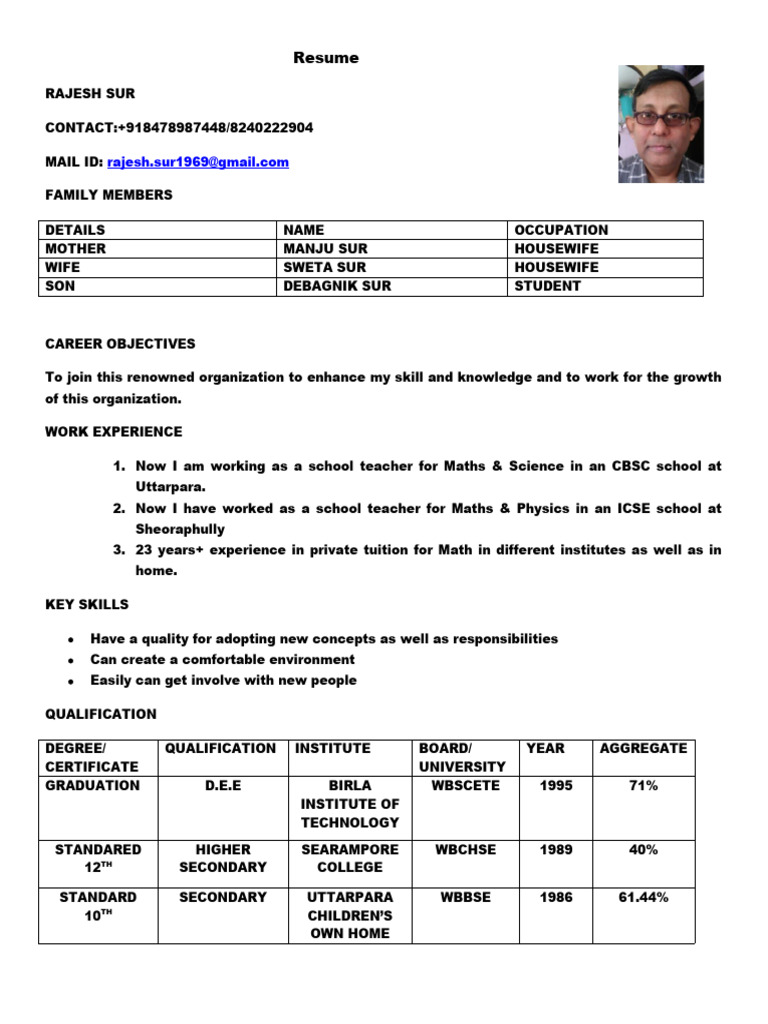 Resume of Rajesh Sur | PDF