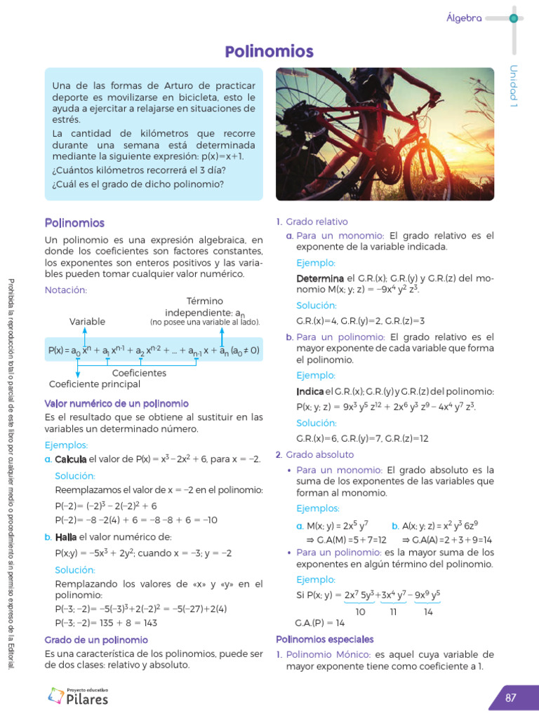 Polinomio | PDF | Sustracción | Variable (Matemáticas)