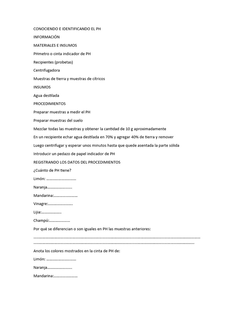 Conociendo e Identificando El PH | PDF