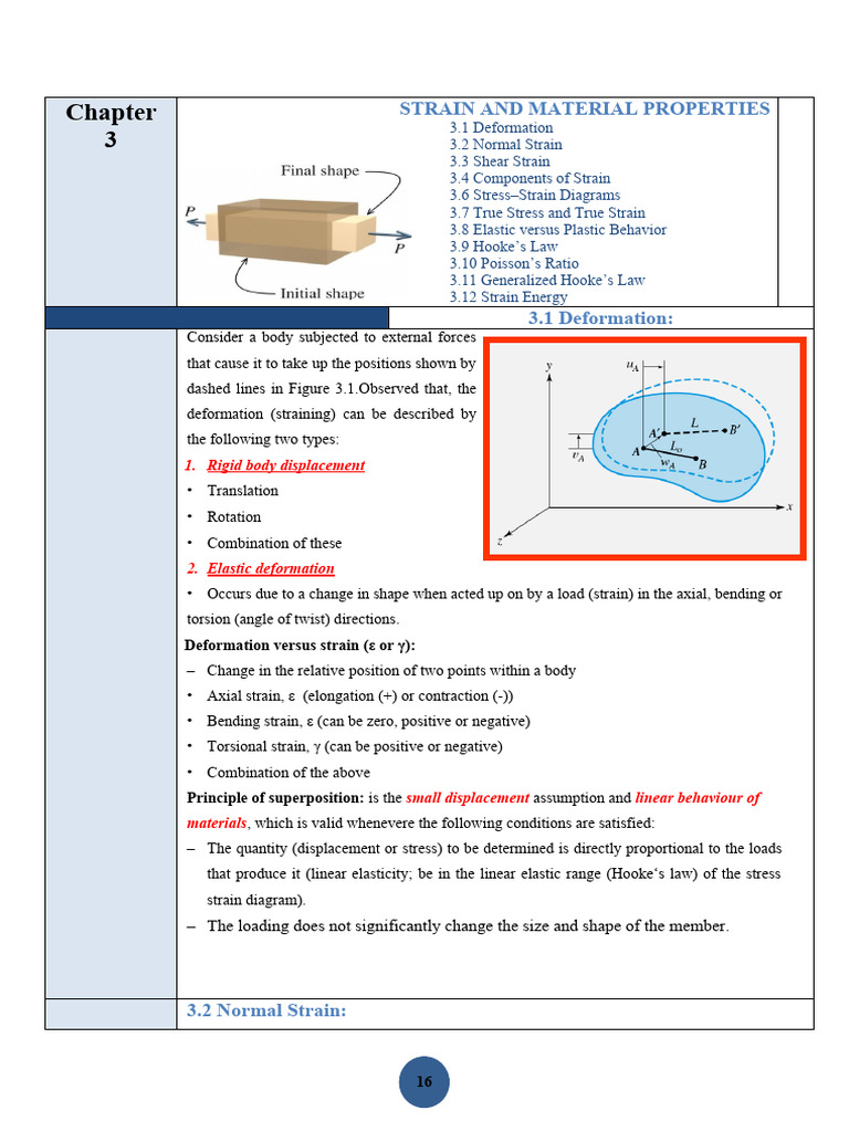 Chapter 3 Strain and Materials Properties | PDF | Elasticity (Physics ...