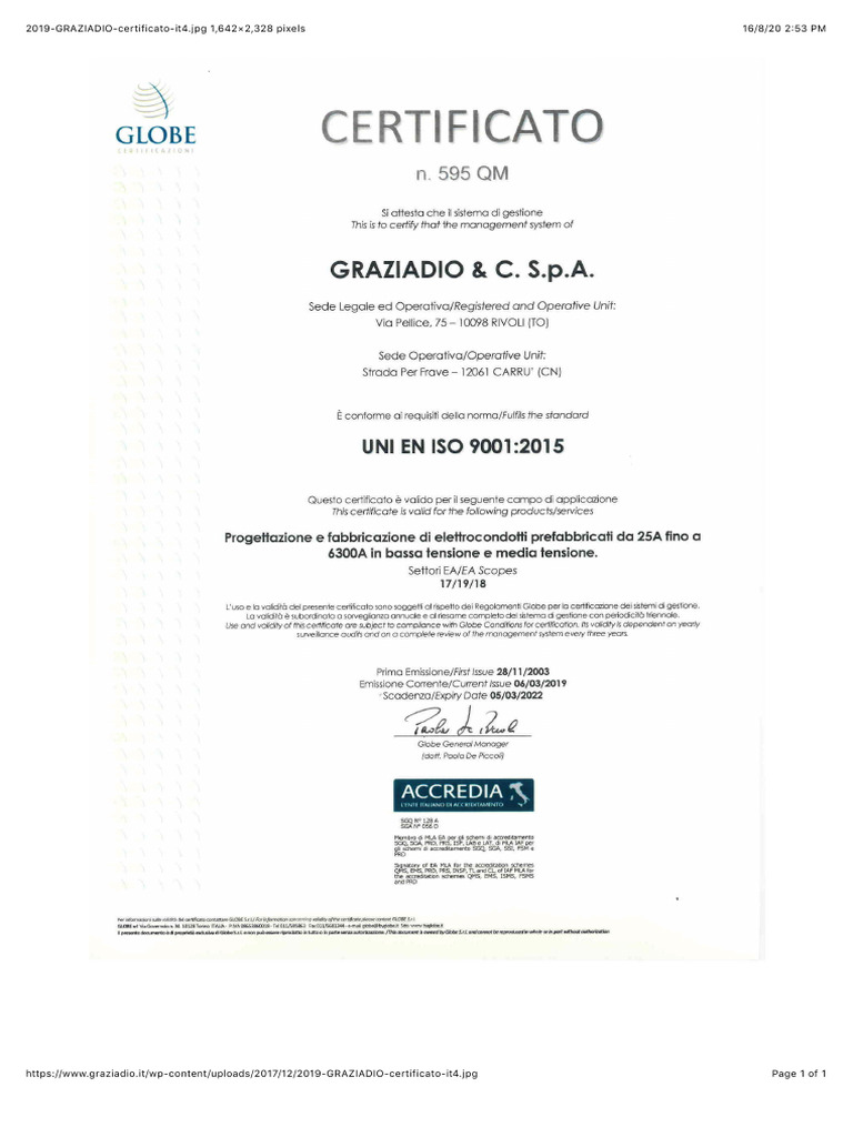 2019-GRAZIADIO-certificato | PDF