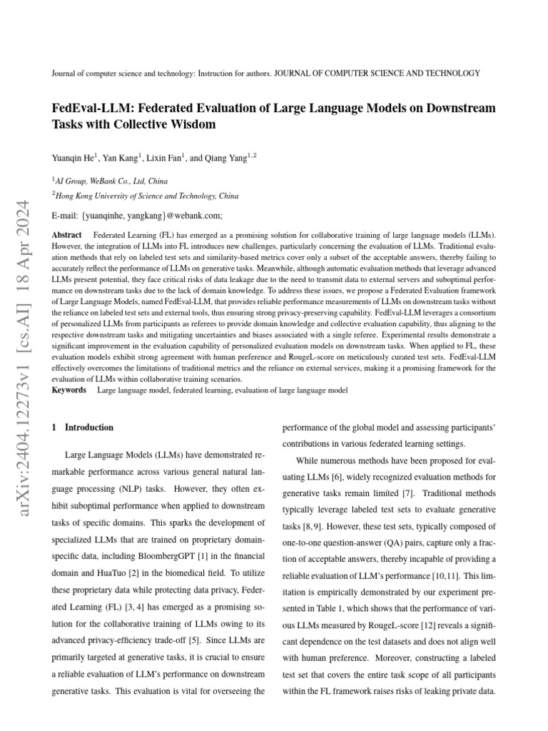 Fedeval-Llm: Federated Evaluation of Large Language Models On Downstream Tasks With Collective ...