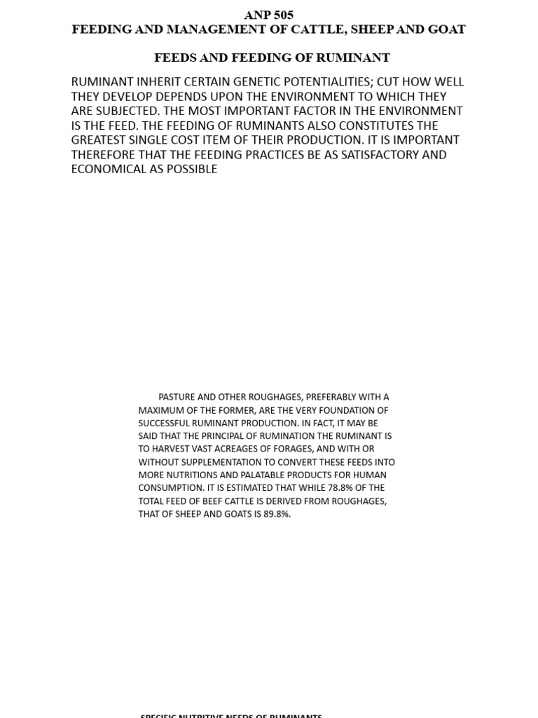 Sheep and Goat Feed Nutrition Guide | PDF | Cattle | Proteins