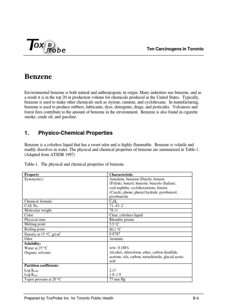 Benzene: Health Risks and Properties | PDF | Benzene | Bone Marrow