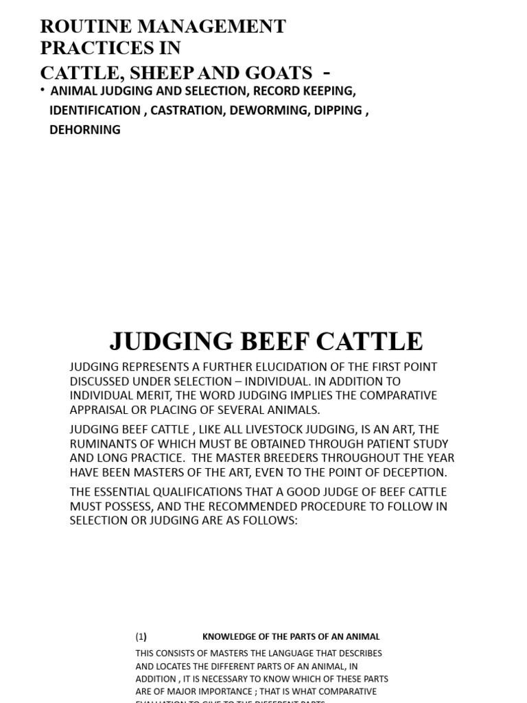 R Routine Management Practices in Cattle, Sheep and Goats,-Animal ...
