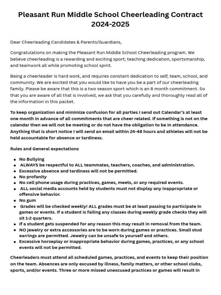 Pleasant Run Middle School Cheer-2 | PDF | Cheerleading