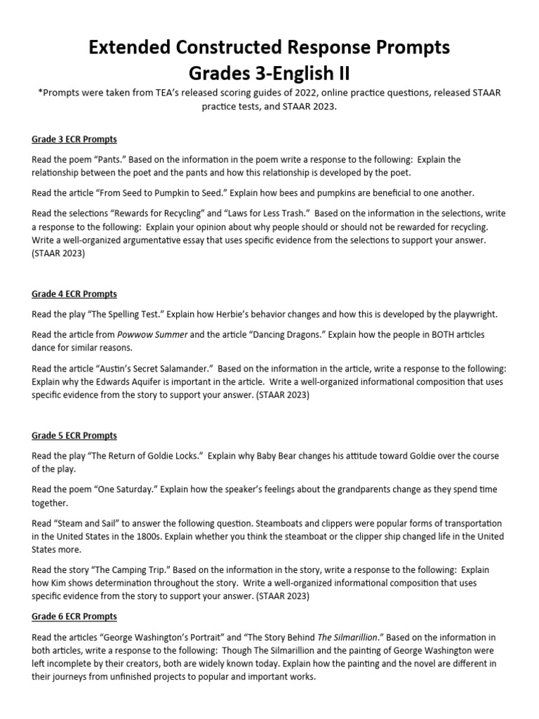 Student Writing Prompts Guide | PDF