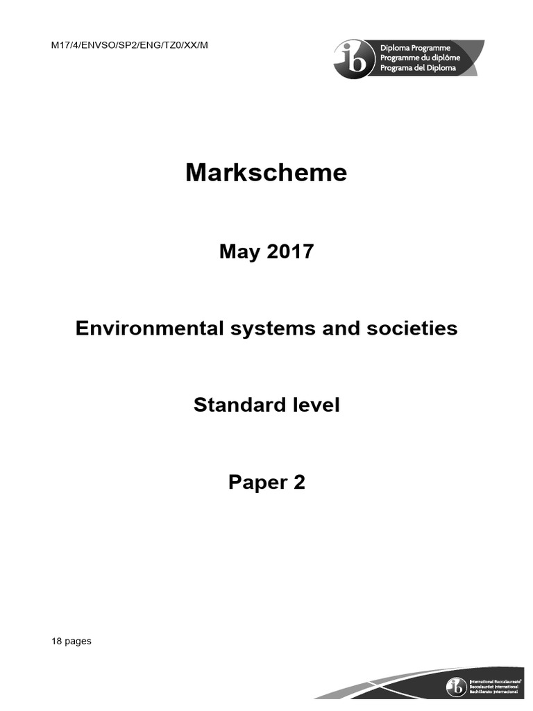 ESS Paper 2 SL Markscheme | PDF | Biodiversity | Climate Change
