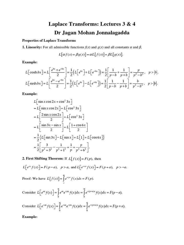 Laplace Transforms Lectures 3 4 | PDF | Mathematical Objects ...