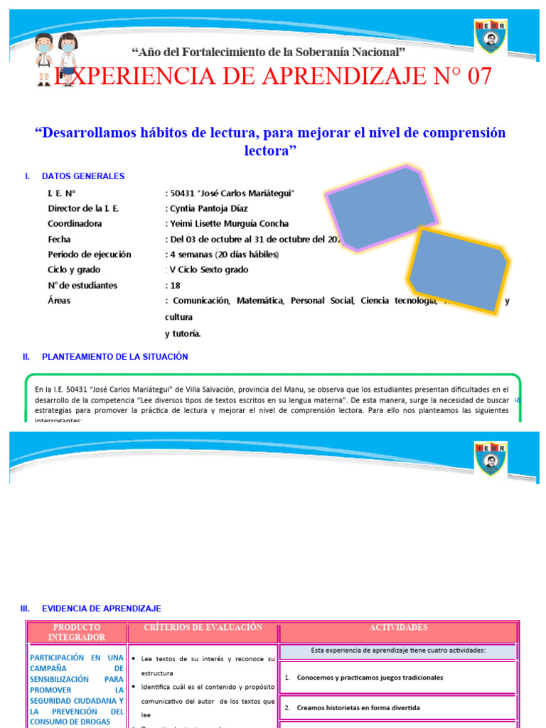 Experiencia de Aprendizaje n 7 | PDF | Aprendizaje | Evaluación