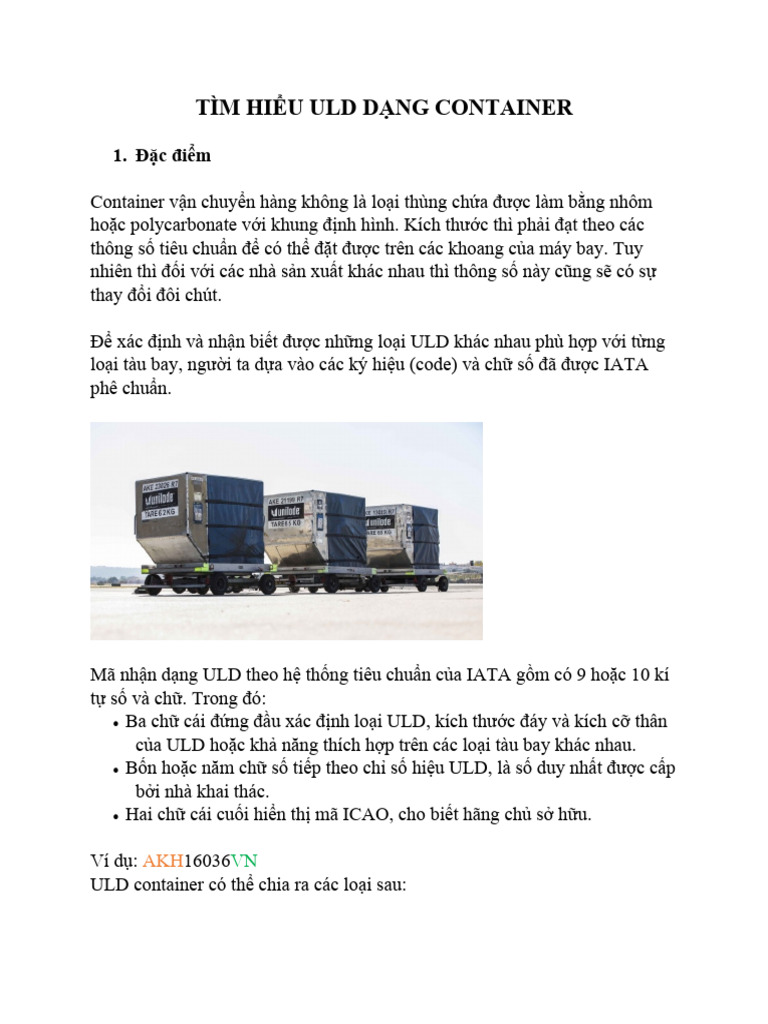TÌM HIỂU ULD DẠNG CONTAINER | PDF