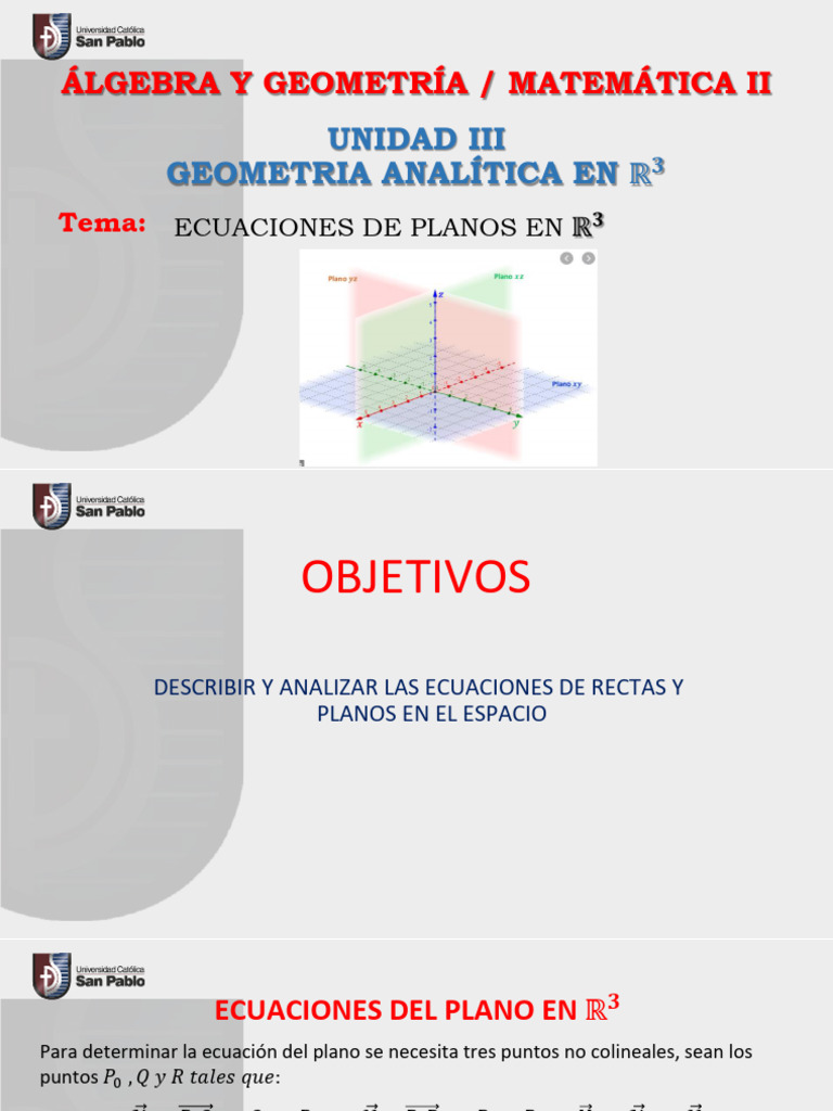 Ecuaciones de Planos en R3 | PDF | Geometría analítica | Ecuaciones
