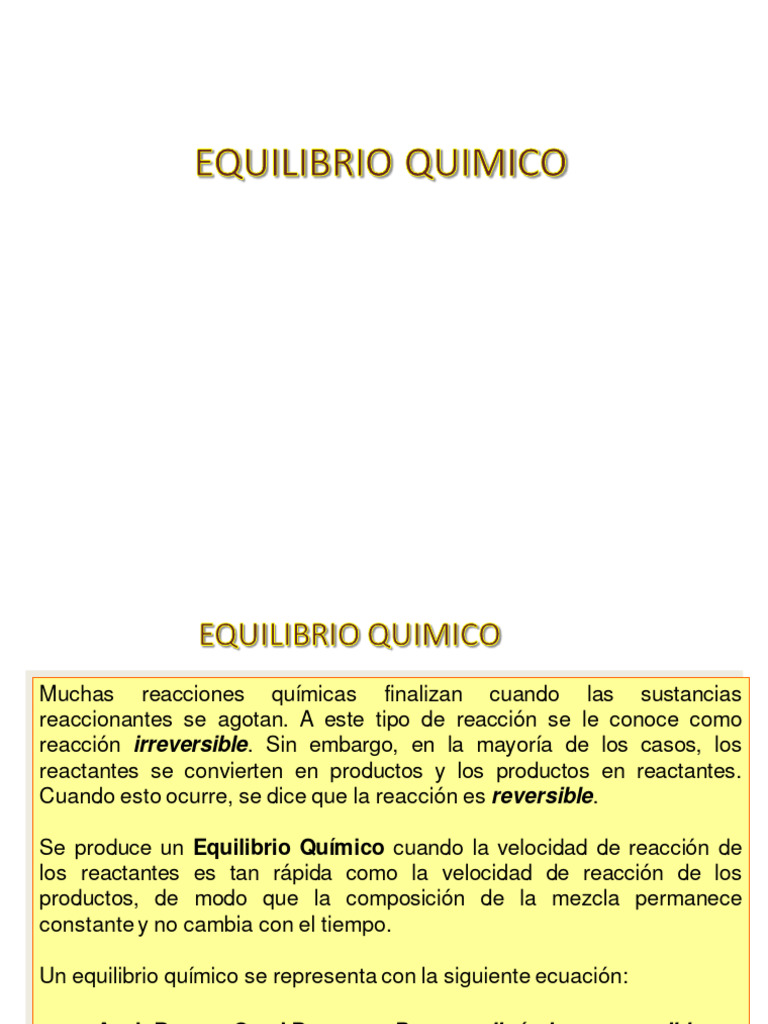 Equilibrio Quimico | Descargar gratis PDF | Equilibrio químico | Velocidad de reacción