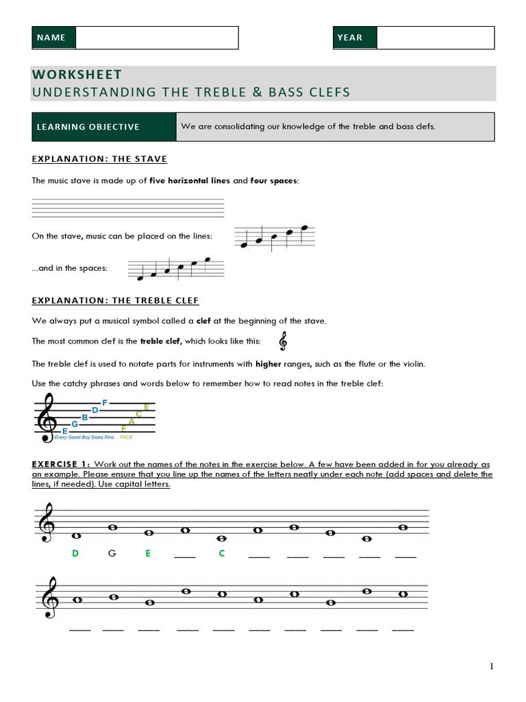 1-Revising Treble Clef and Bass Clef LMU | PDF | Clef | Pitch (Music)
