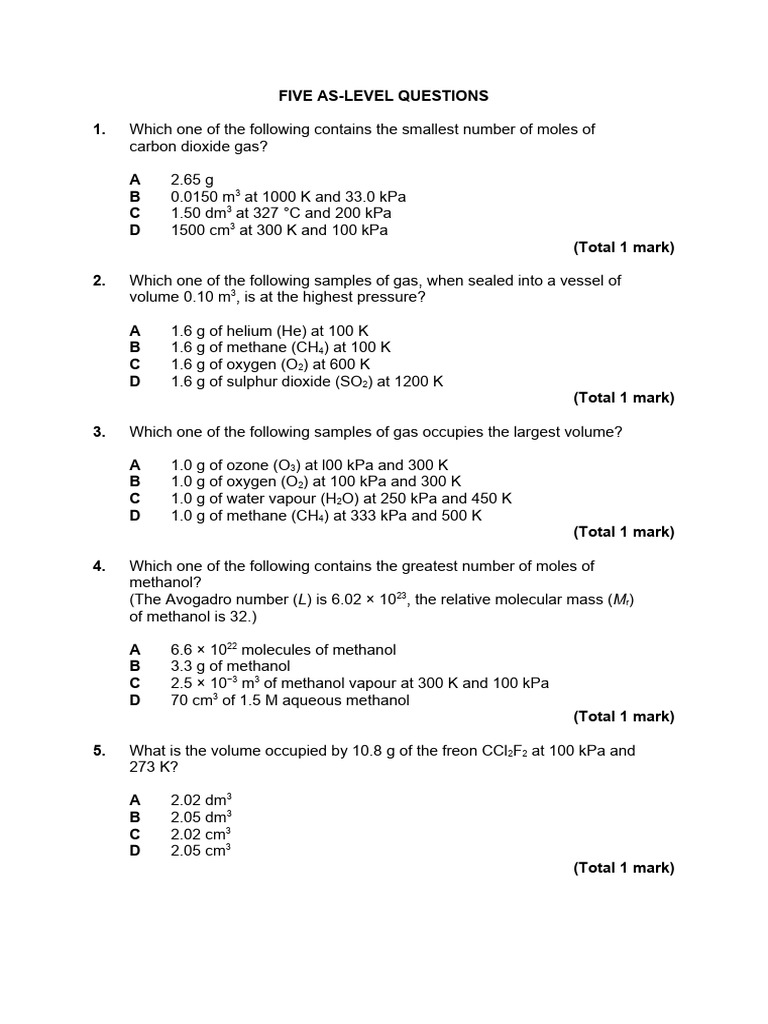 Five As-Level Questions | PDF
