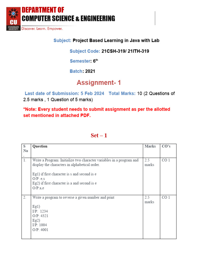 PBLJ Assignment-1 | PDF | Method (Computer Programming) | Computer Programming