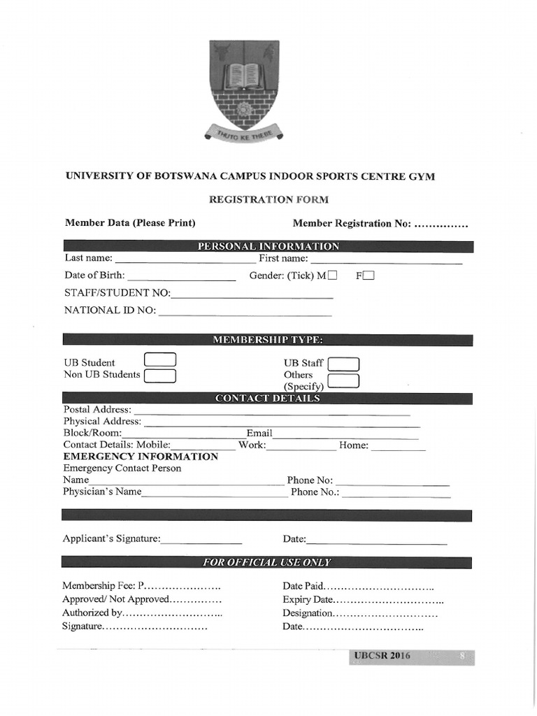 Gym Registration Form | PDF