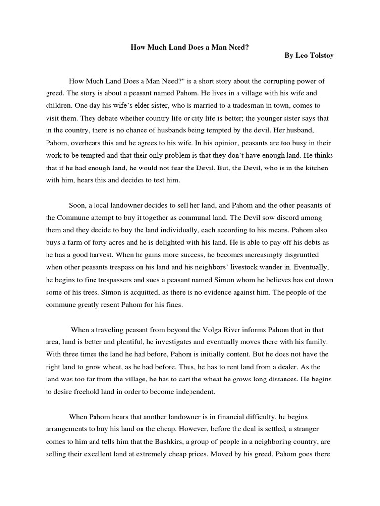 How Much Land Does A Man Need - Notes | PDF