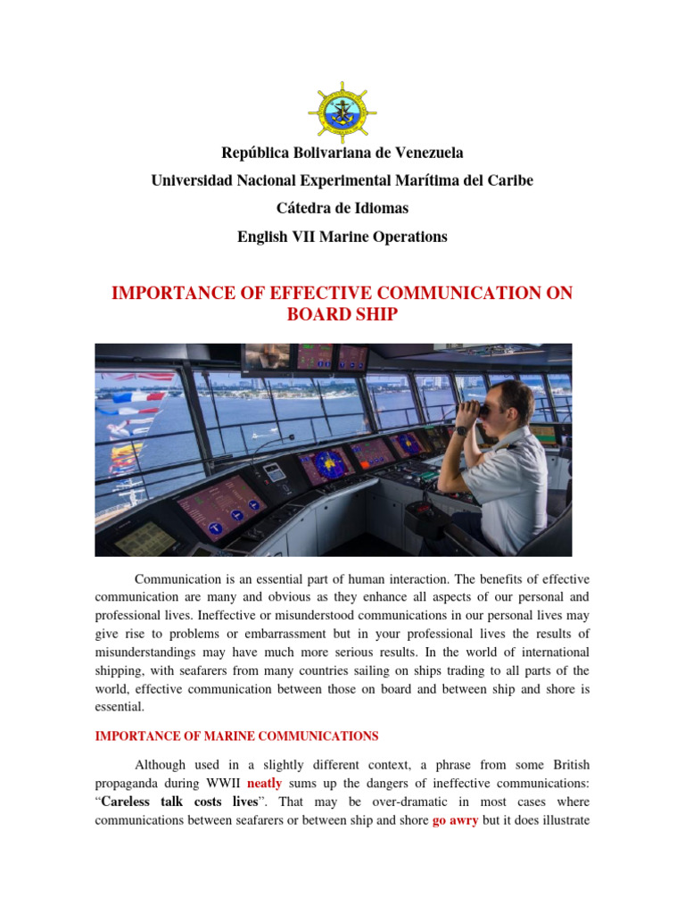 Importance of Effective Communication Onboard Ships | PDF ...