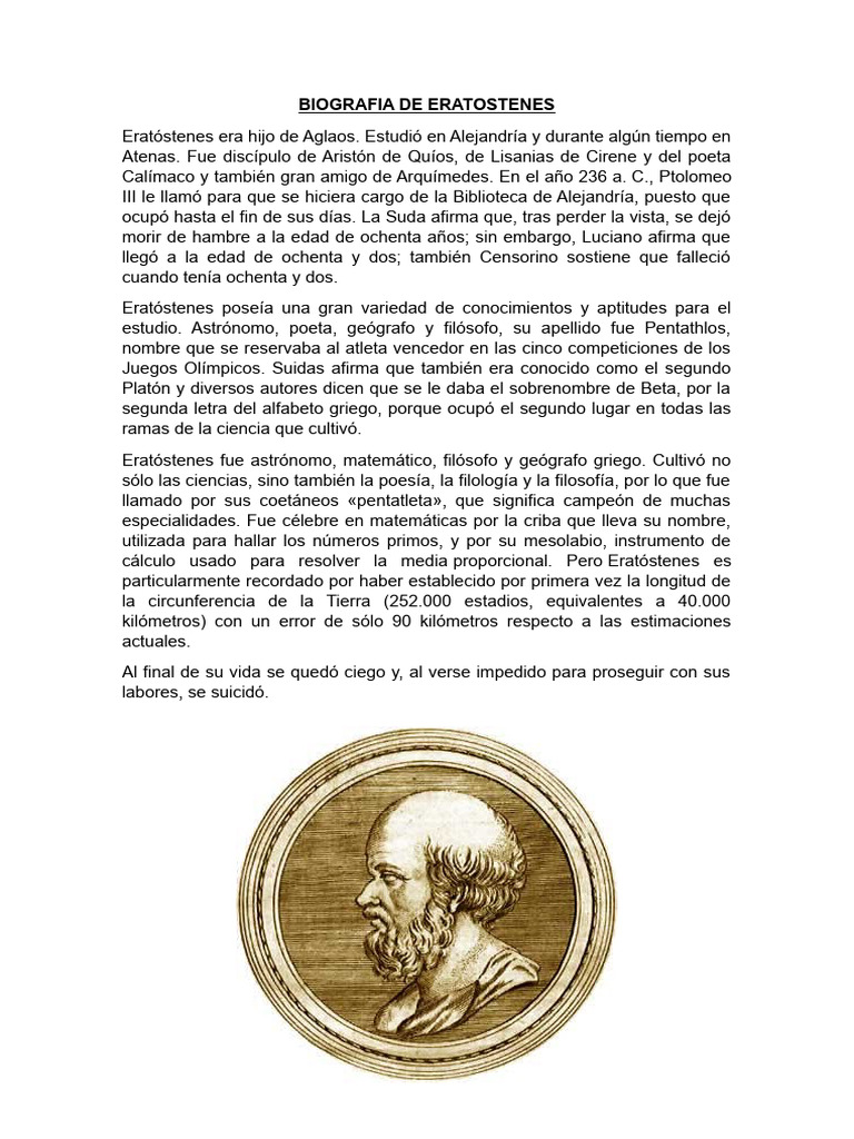 Biografia de Eratostenes | PDF | Clásicos