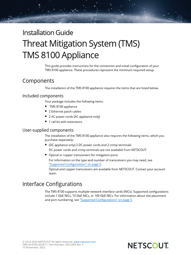 TMS 8100 Installation Guide 2023-11-15 | PDF | Ip Address | Network ...