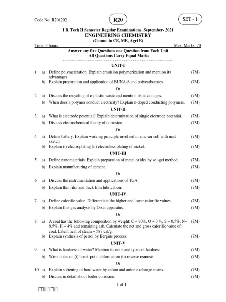 ENGINEERING CHEMISTRY SEPT 2021 | PDF | Electrochemistry | Chemistry