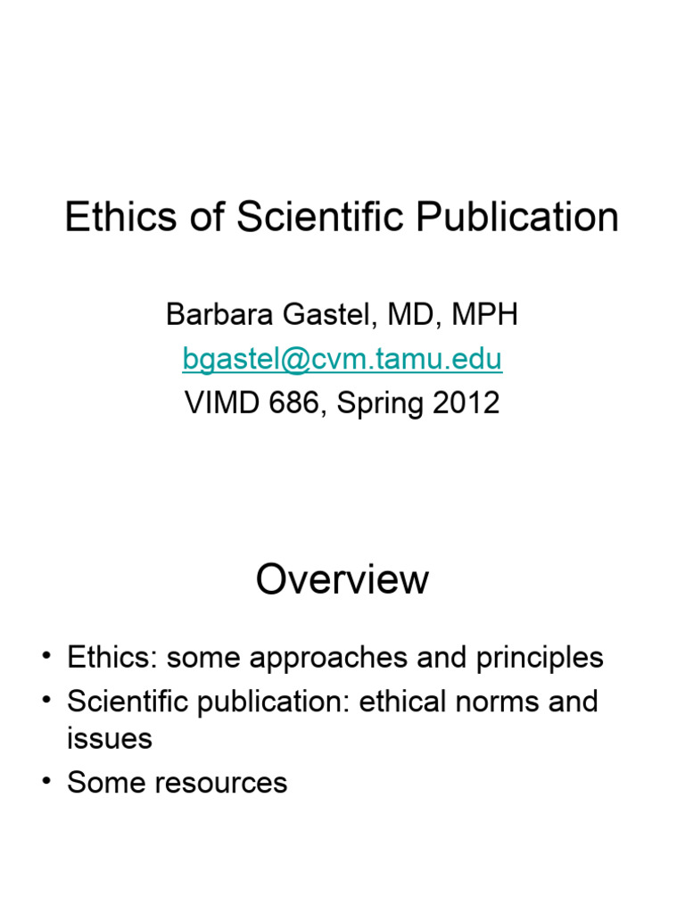 Ethics of Scientific Publication An Introduction | PDF | Science & Mathematics