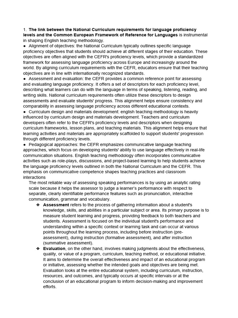 Levels and The Common European Framework of Reference For Languages Is ...