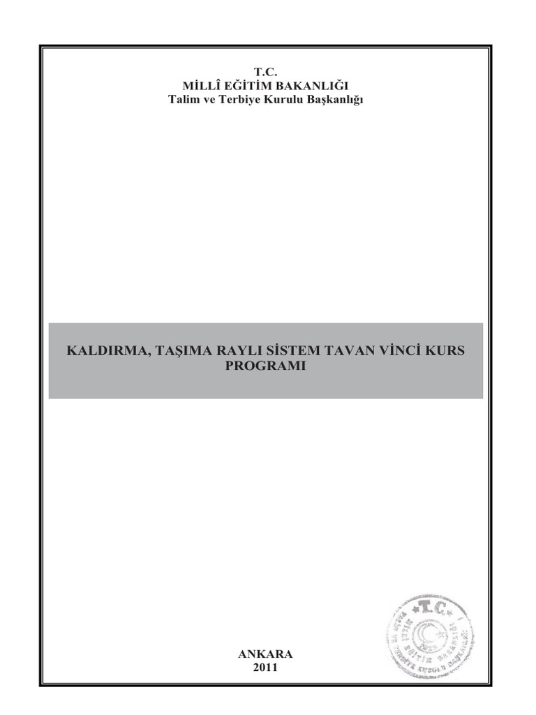 T.C. M Llî e T M Bakanli I Talim Ve Terbiye Kurulu Ba Kanl Kaldirma, Ta Ima Rayli S Stem Tavan V ...