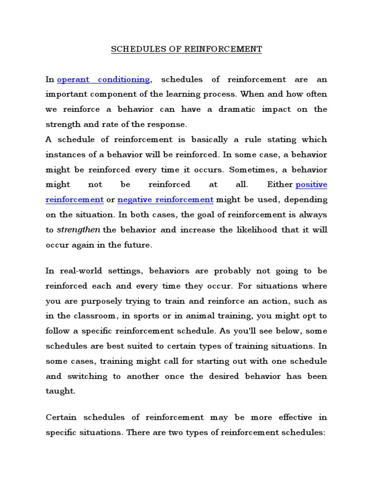 Understanding Reinforcement Schedules | PDF | Reinforcement | Clinical ...