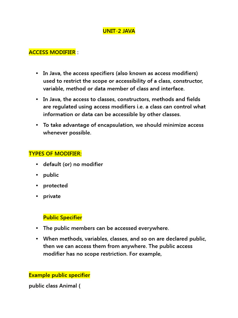 Unit 2 Java Pdf Inheritance Object Oriented Programming Class Computer Programming 9712
