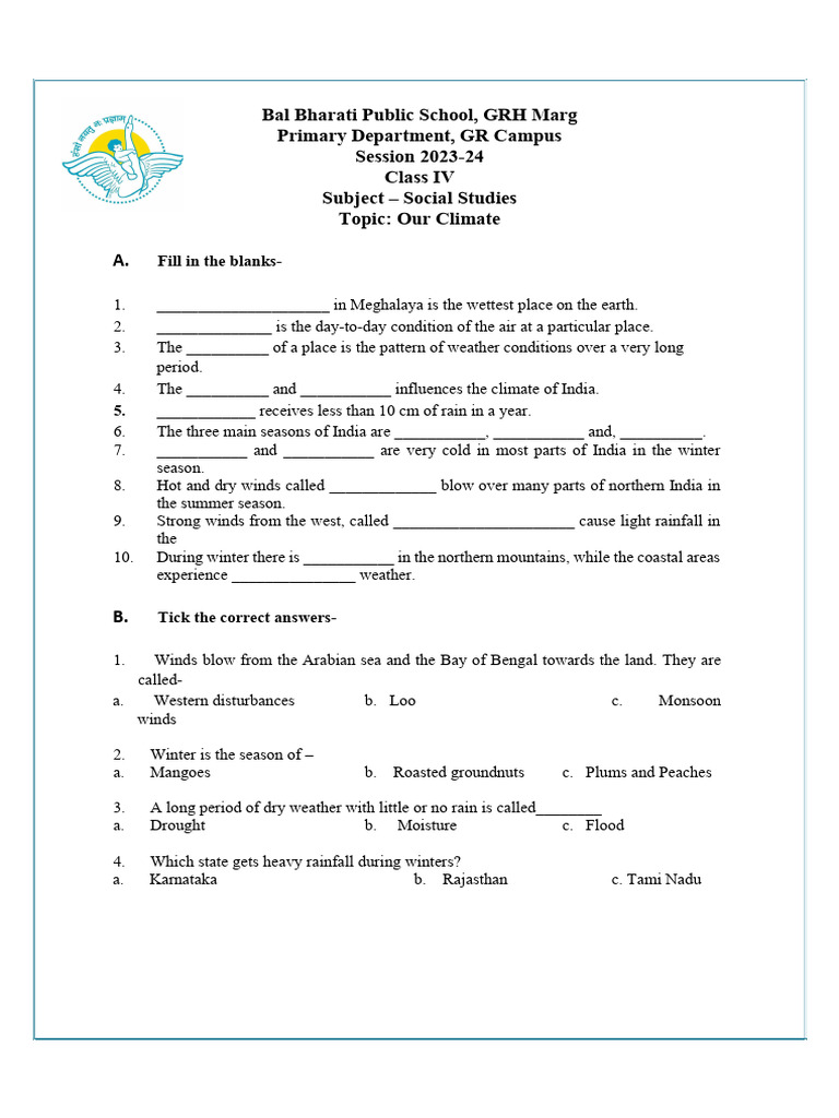 Our Climate Class - 4 | PDF
