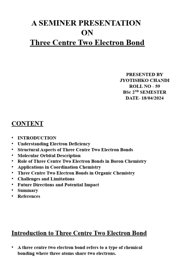 Three Centre Two Electron Bond Bubu 2 | PDF | Chemical Bond | Molecules