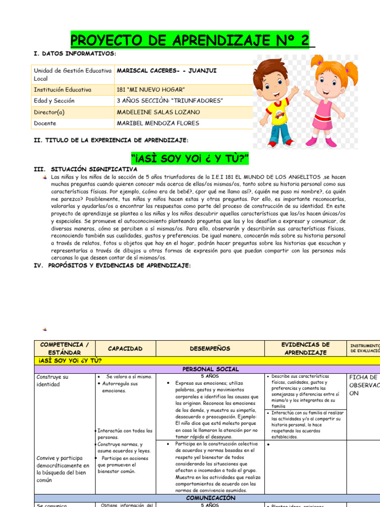 Proyecto de Aprendizaje #2 Abril Maribel2024 | PDF | Aprendizaje | Las emociones