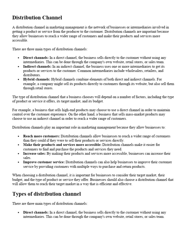 distribution channel | PDF | Retail | Mass Media