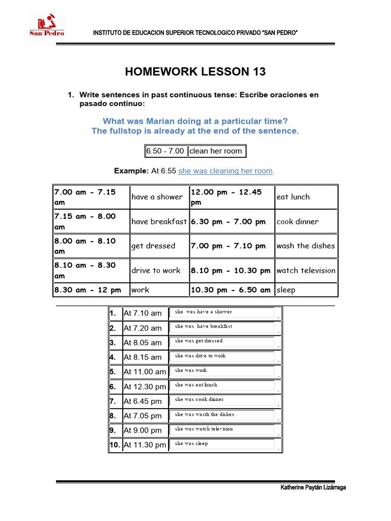 HOMEWORK_LESSON_13 ingles | PDF | Linguistics | Grammar