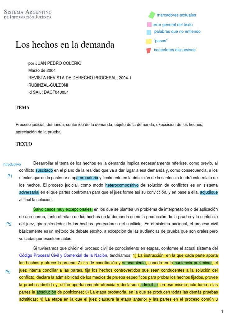Los hechos en la demanda 1[1] | PDF | Verdad | Teoría