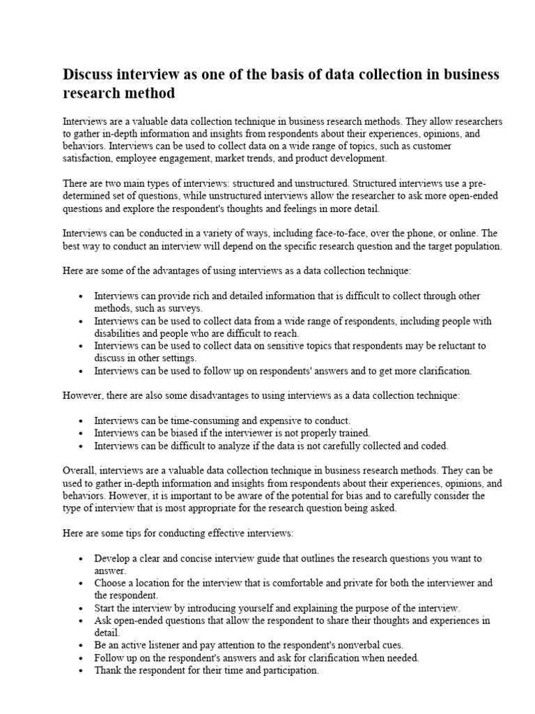 Techniques of Data Collection - BRM | PDF | Interview | Case Study