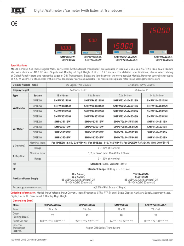Digital Wattmeter Varmeter With External Transducer 5 | PDF ...
