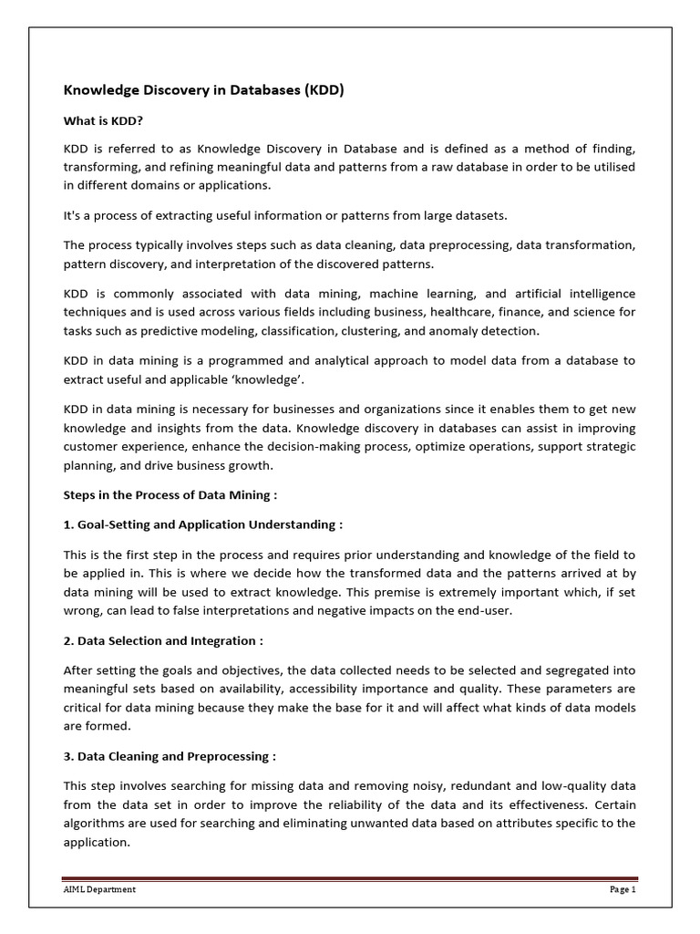 Knowledge Discovery in Databases | PDF | Support Vector Machine | Data Mining